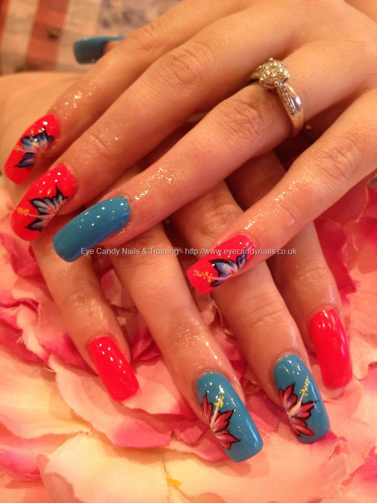 Eye Candy Nails And Training Pink And Blue Polish With One Stroke